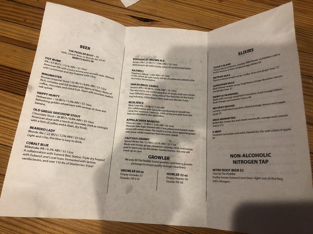 Menu at The Peddler pub & bar, Huntington
