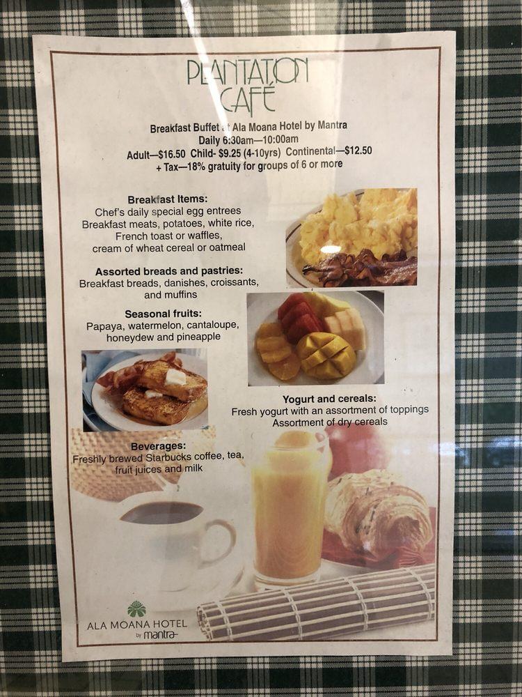 Menu at Cafe’ 410, Honolulu