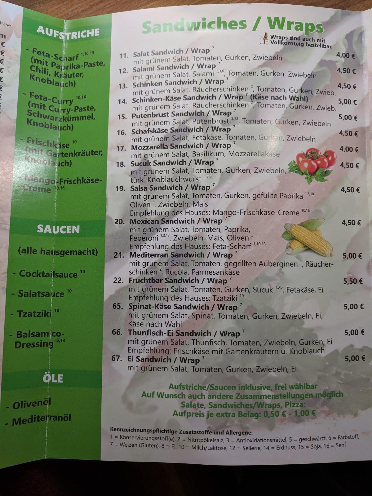 Speisekarte von Fruchtbar Fulda, Fulda