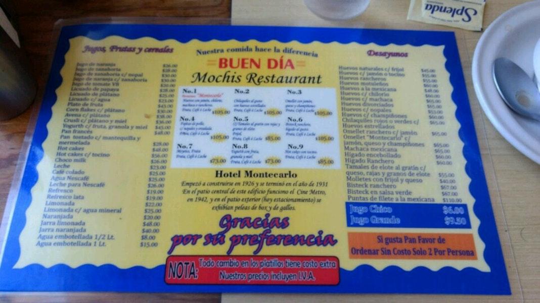 Carta de Mochis Restaurante Montecarlo, Los Mochis, Independencia
