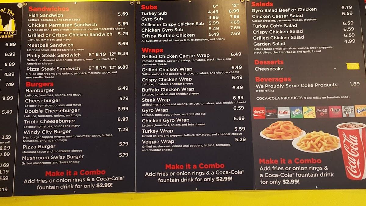 Menu at Taste Of The Windy City restaurant, Appleton
