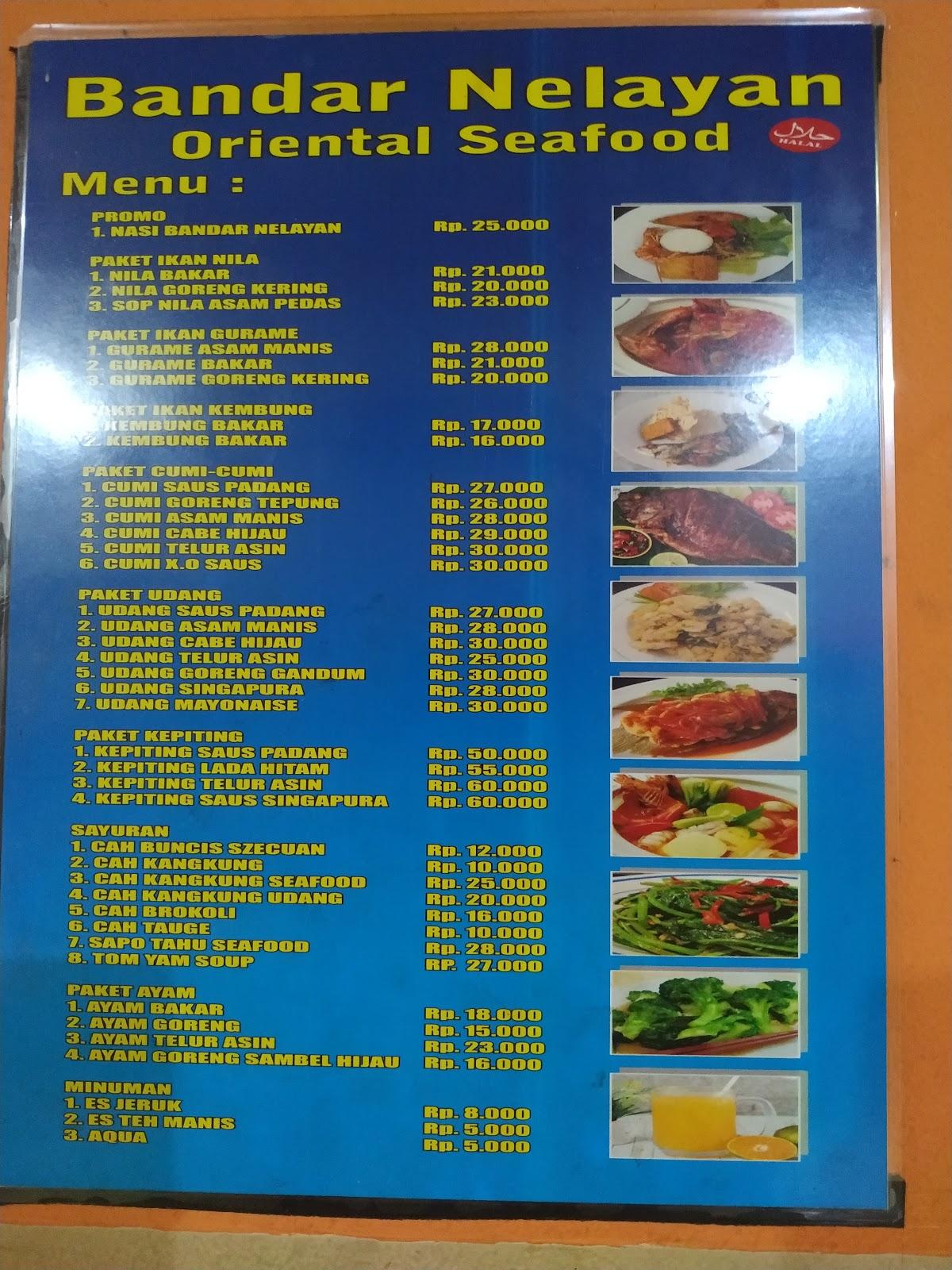 Menu at Bandar Nelayan Seafood & Chinese Food restaurant, South Jakarta