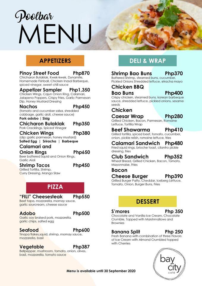 Menu at Bay City Cafe, Pasay
