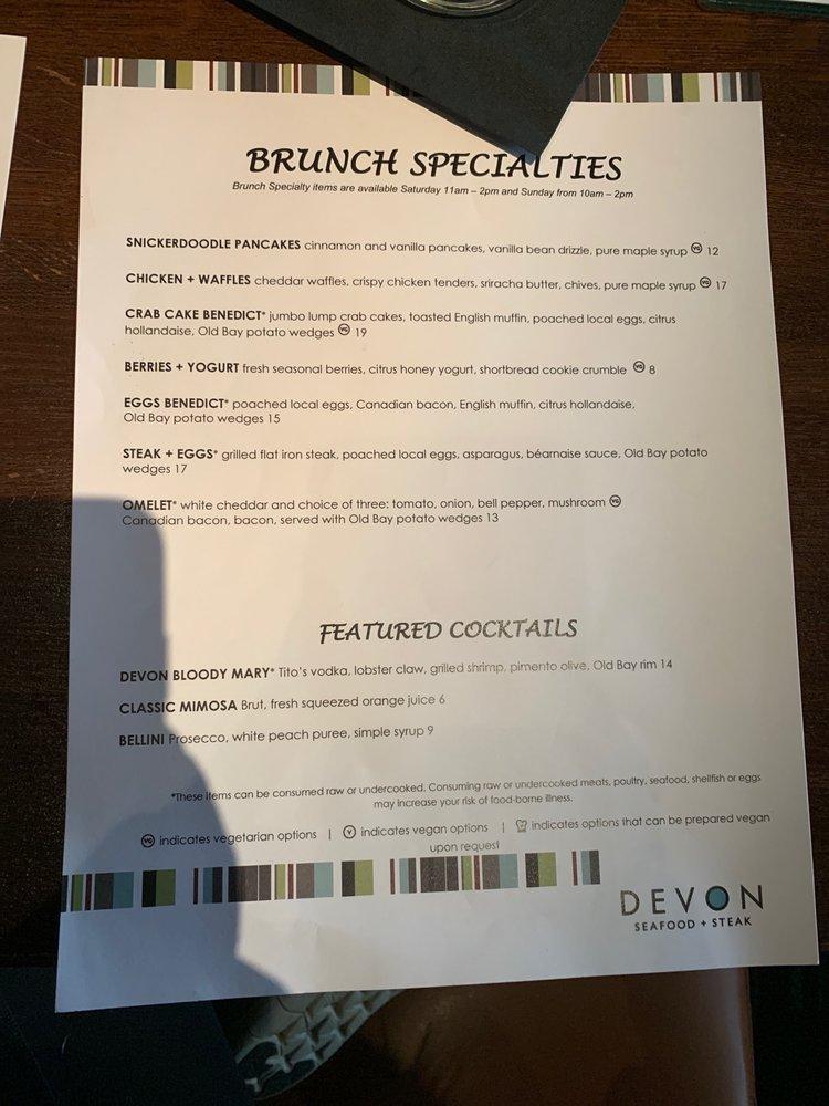 Menu at Devon Seafood & Steak pub & bar, Hershey