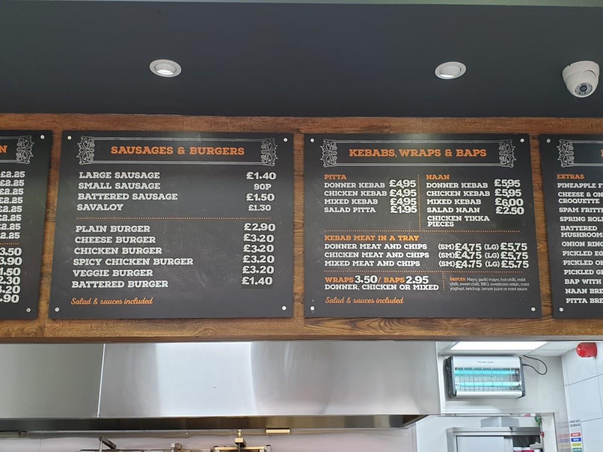 Menu at Fryer Freemans fast food, Craven Arms