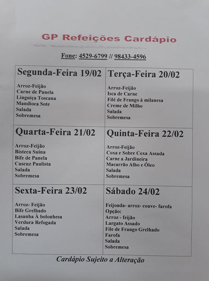 Menu em Gp Refeiçoes restaurante, Brasil