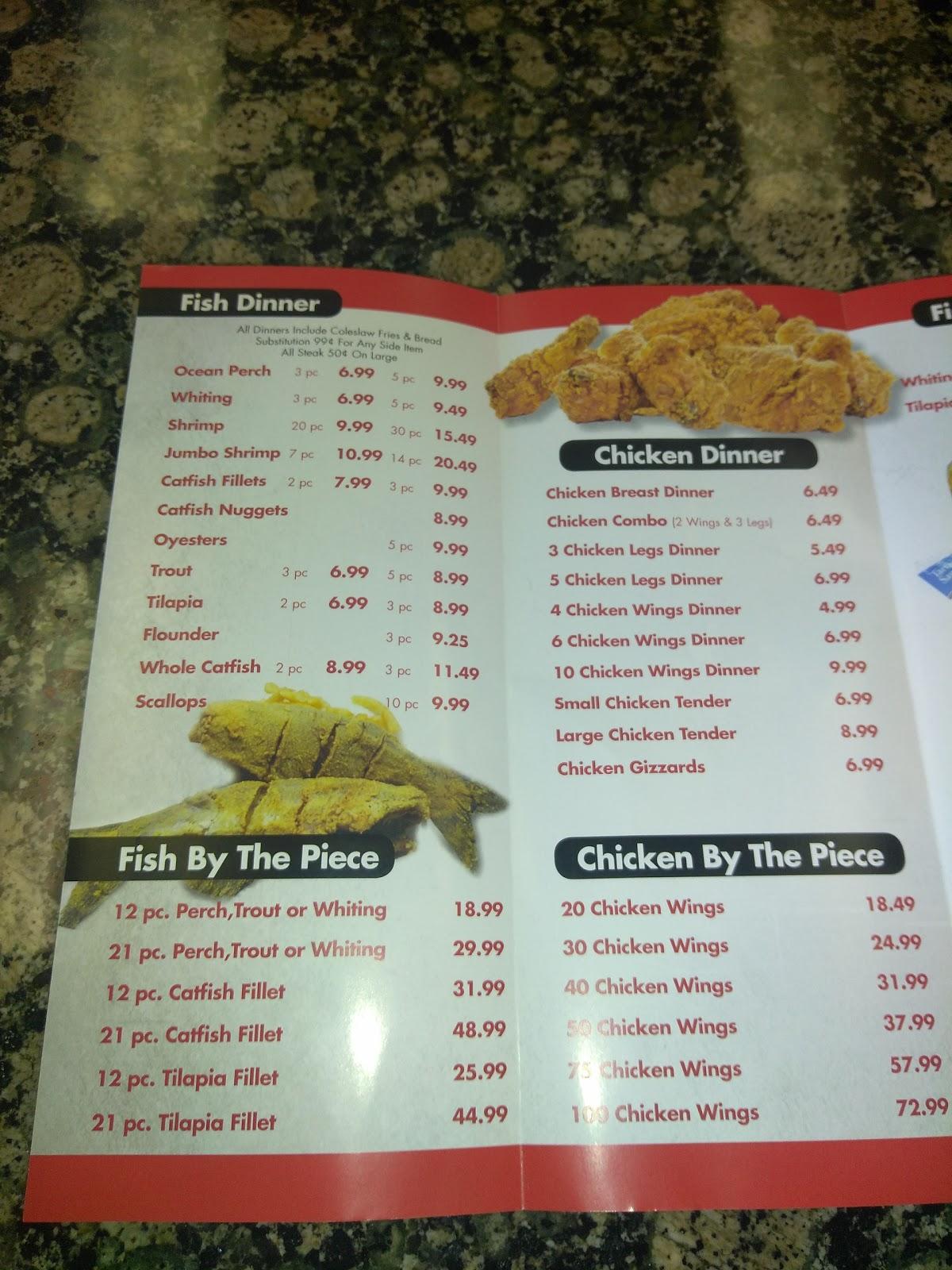 Menu at J&J Fish & Chicken restaurant, Panthersville