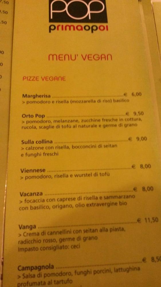 Menu at Pizzeria Prima o Poi, Rimini