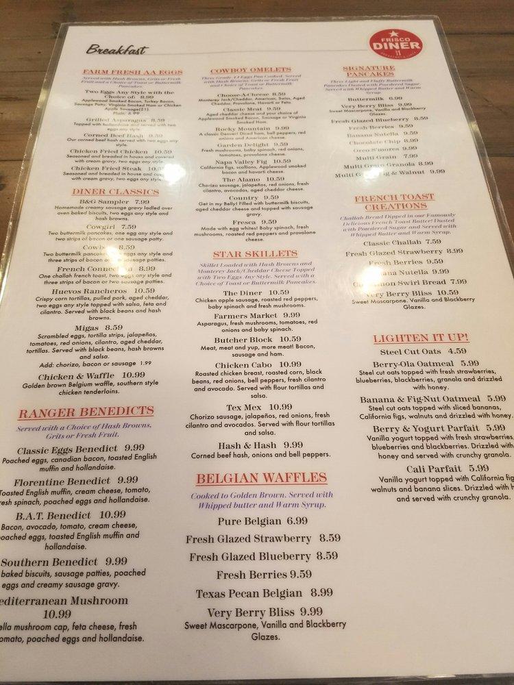 Menu at Frisco Diner cafe, Frisco, Dallas Pkwy