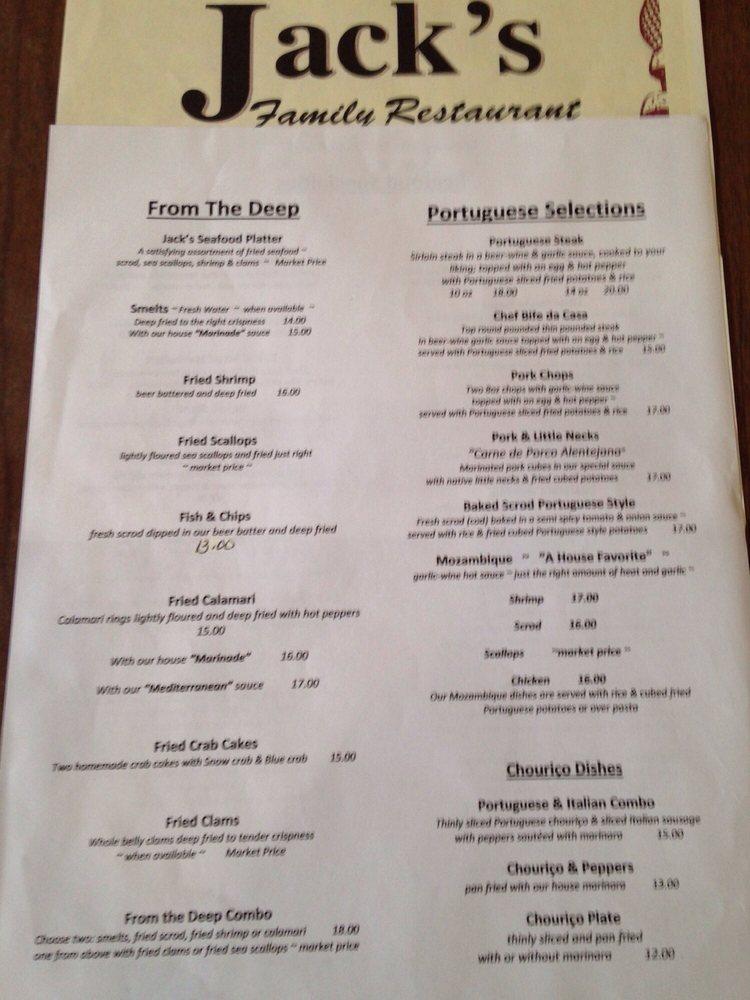 Menu at Jack's Family Restaurant, Warren