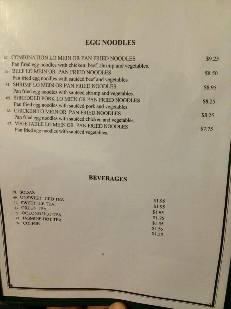 Menu at Mei Yuan restaurant, Burnet