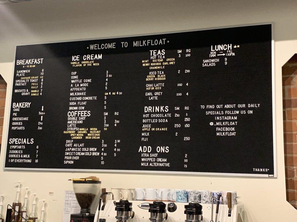 Menu at Milkfloat desserts, Wichita