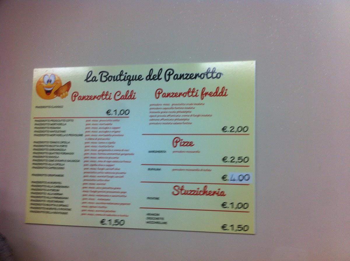 Menu da Boutique del panzerotto ristorante, Crispiano