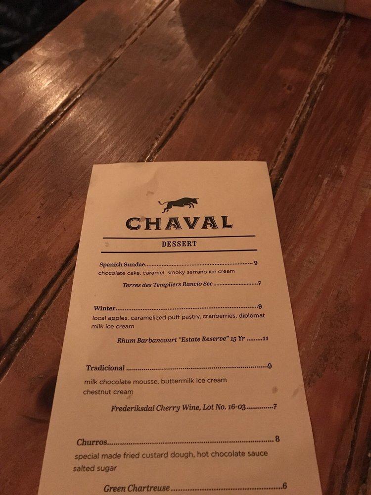 Menu at Chaval pub & bar, Portland