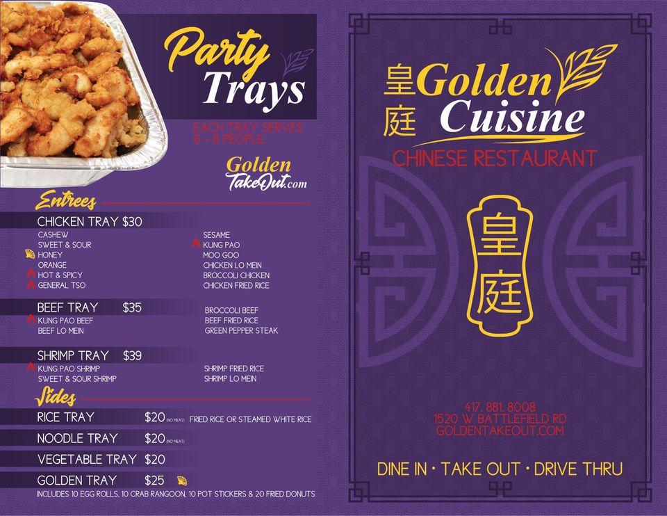 Menu at Golden Cuisine restaurant, Springfield