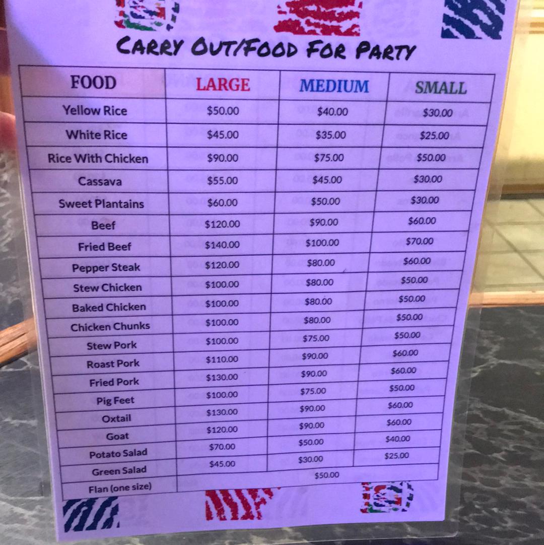 Menu at Latin Star restaurant, Spring Valley