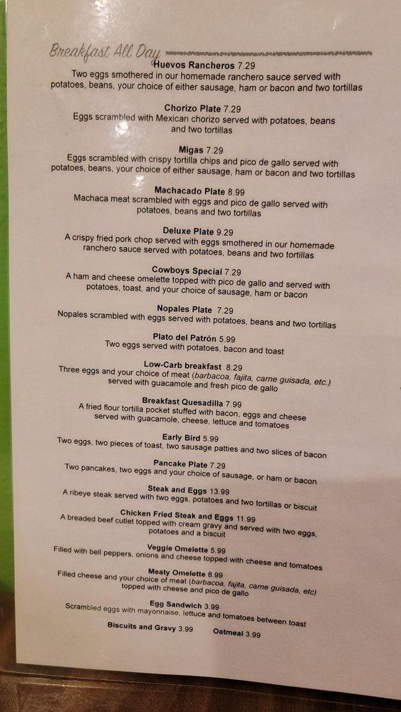 Menu at Mr Taco restaurant, Luling
