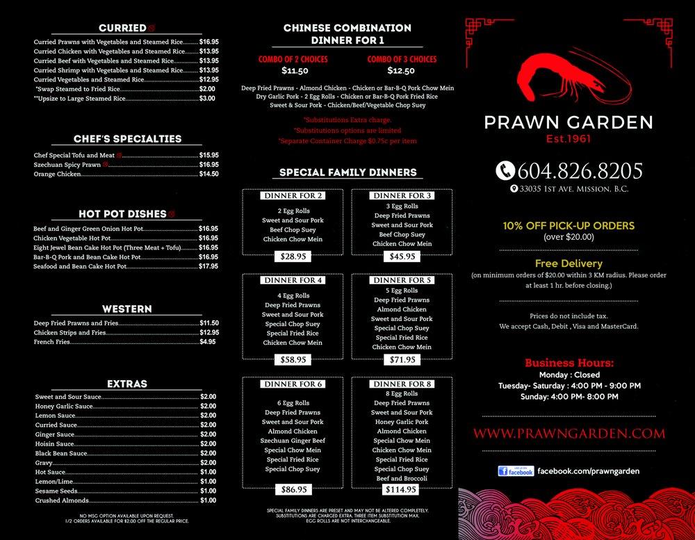 Menu at Prawn Garden Restaurant 蝦園中餐, Mission