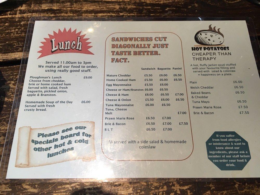 Menu at Quayside Kitchen cafe, Rye