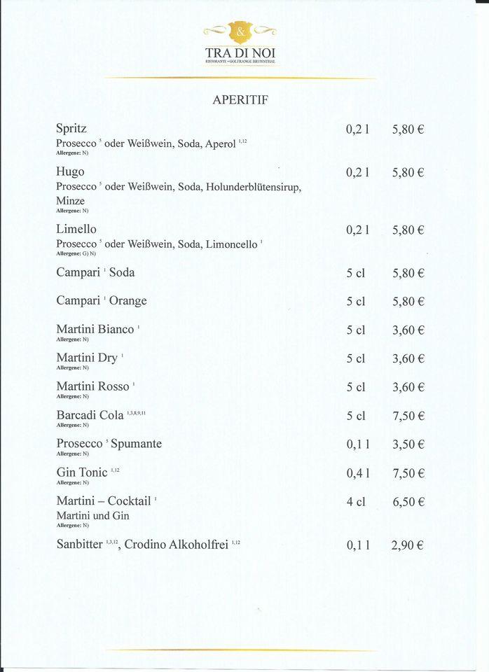 Speisekarte von Tra Di Noi Ristaurante Golfrange Brunnthal restaurant ...