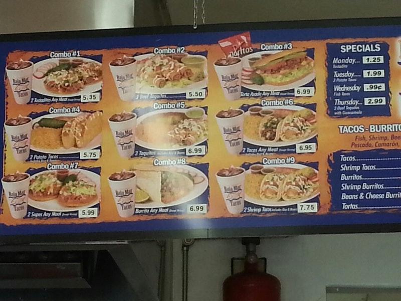 Menu at Baja Mar Taco fast food, Pico Rivera