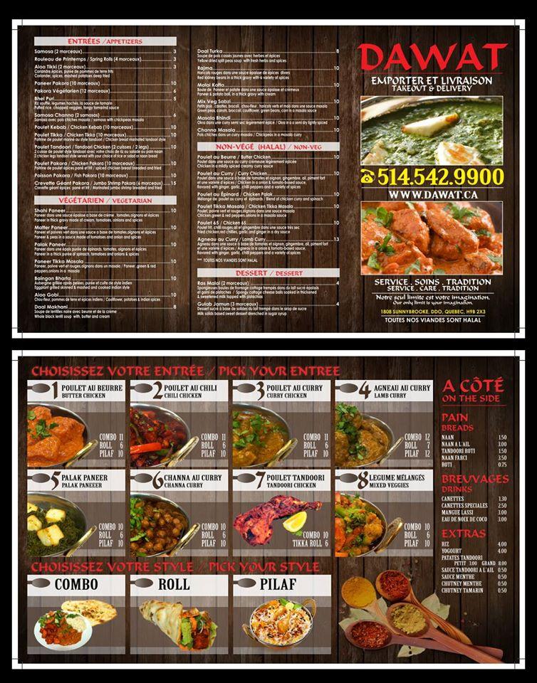 Menu at Dawat restaurant, Dollard-Des Ormeaux, Sunnybrooke Blvd