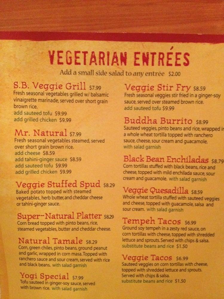 Menu at Natural Cafe, Santa Barbara, 508 State St