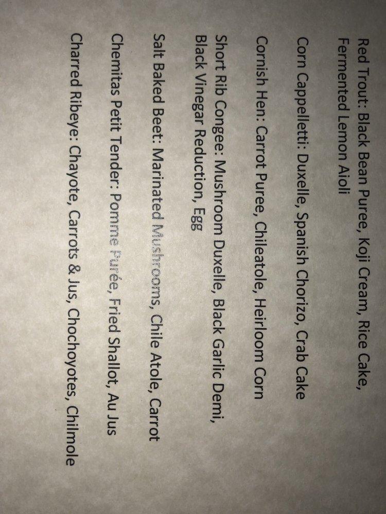 Menu at Taft-Diaz restaurant, El Paso