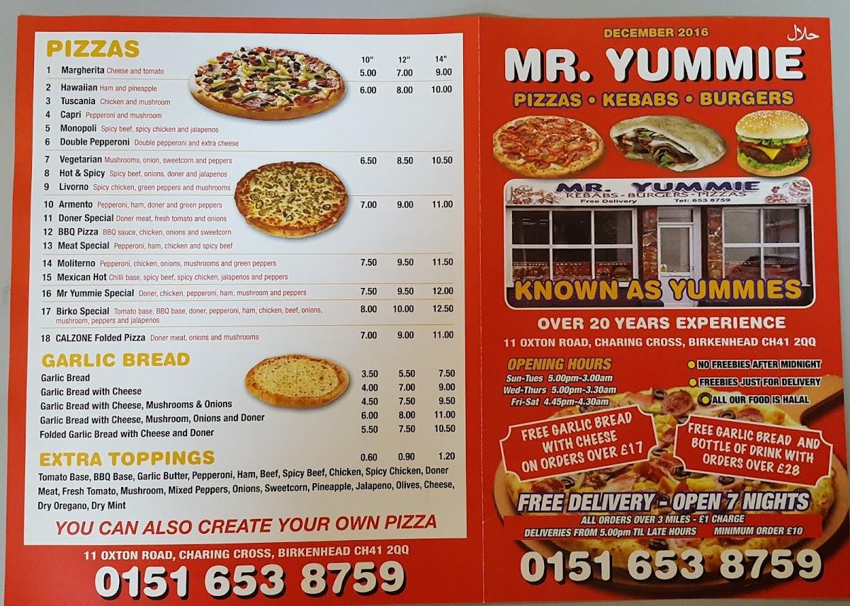 Menu at Yummies fast food, Birkenhead