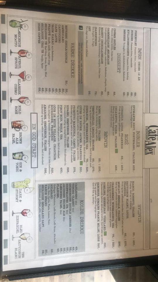 Menu at Cafe Alex, Birkerød