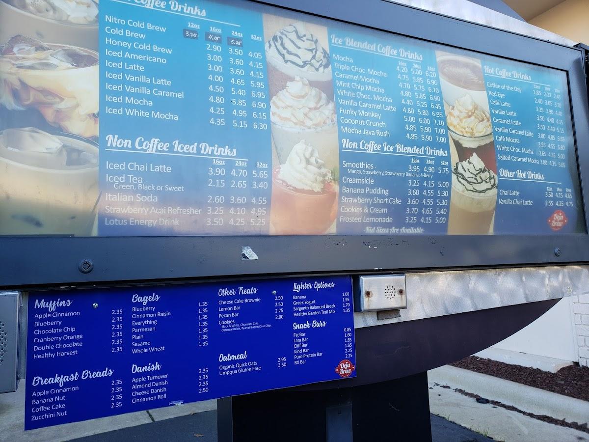 Menu at Deja Brew Coffee House, Raleigh