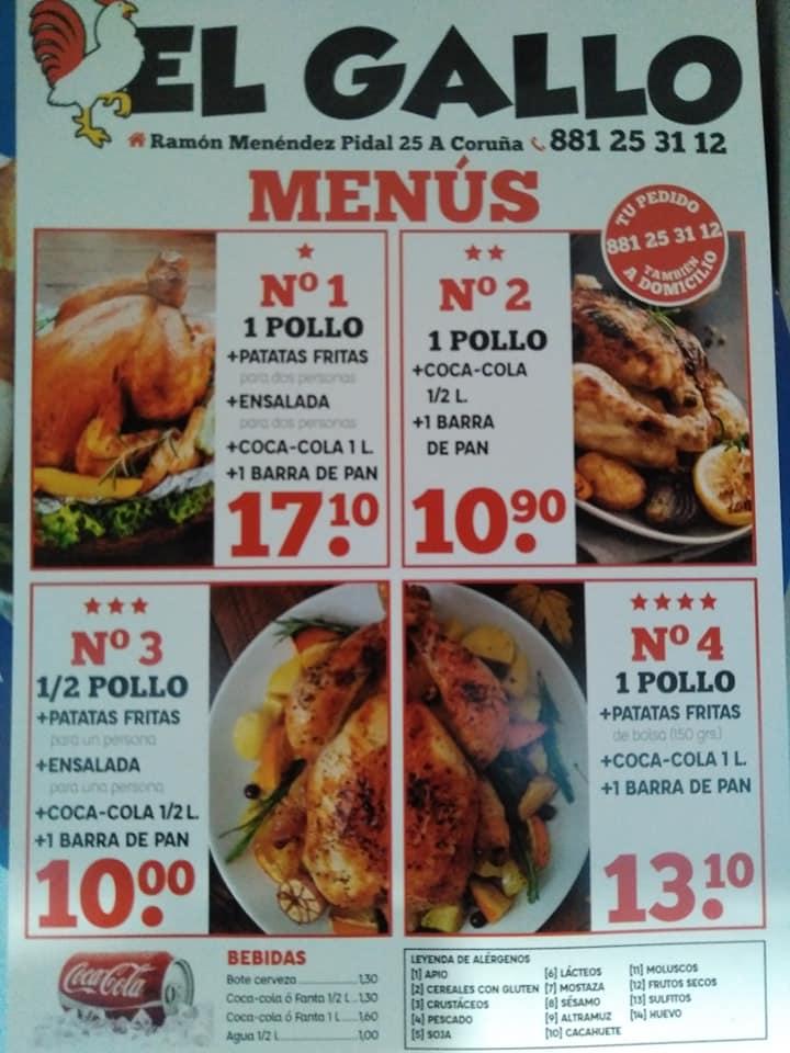 Menu at El Gallo "Asador De Pollos" restaurant, A Coruña