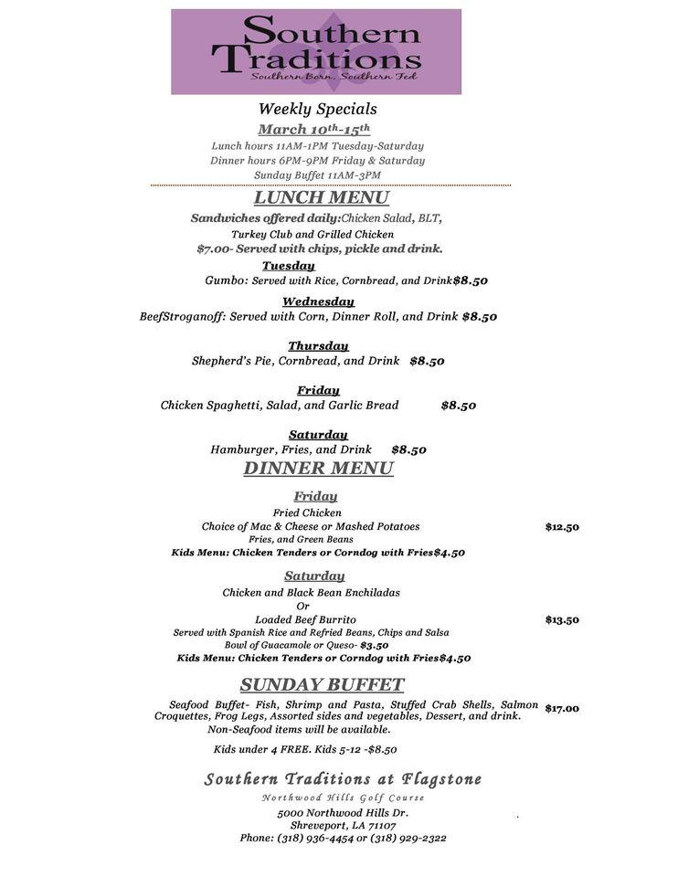 Carta de Flagstone Steakhouse, Shreveport