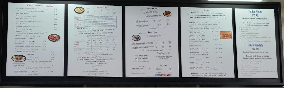 Menu at Grumpy Toms Pizzeria - San Jacinto, San Jacinto