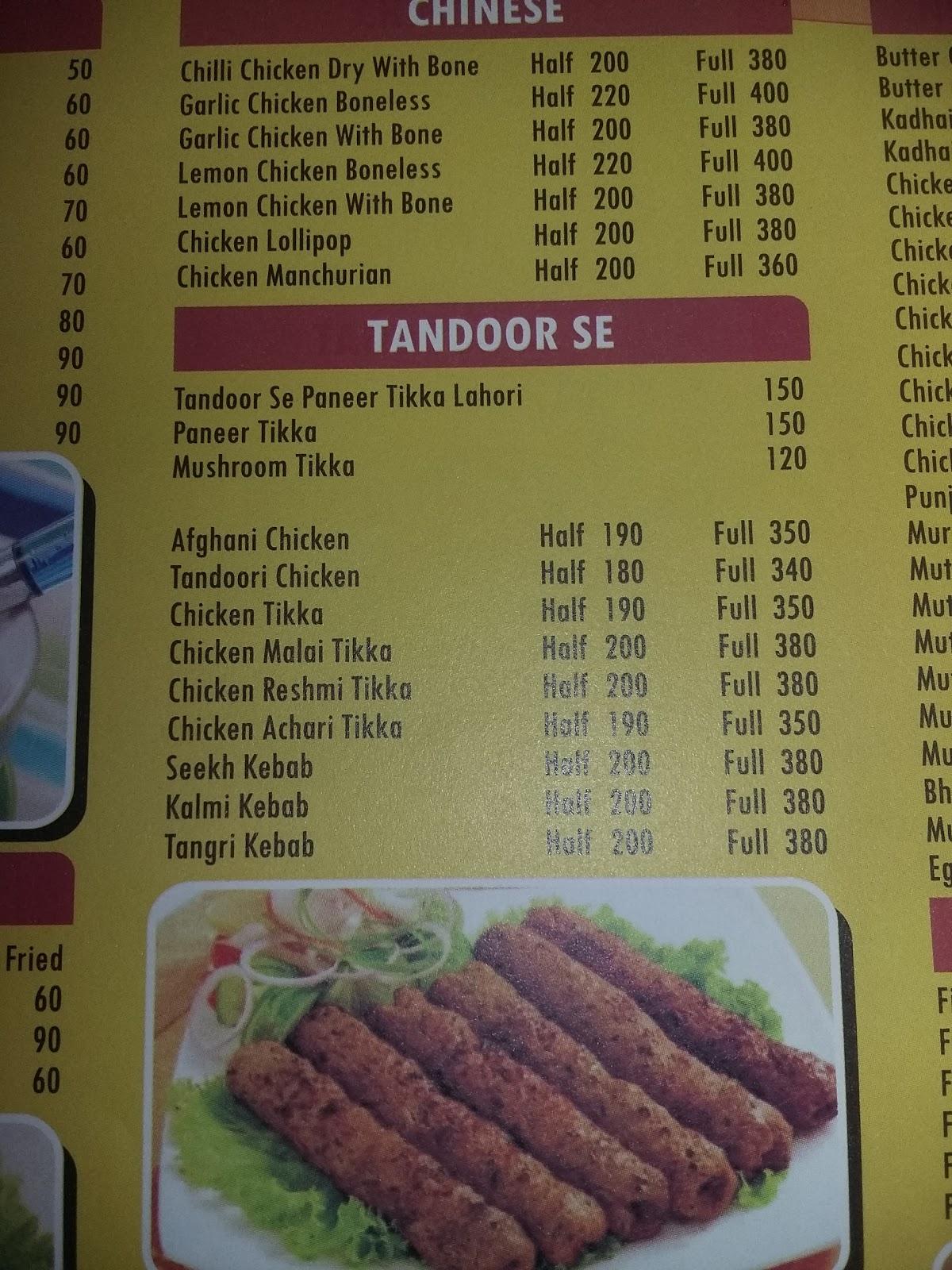 Menu at Hotstove, Panchkula