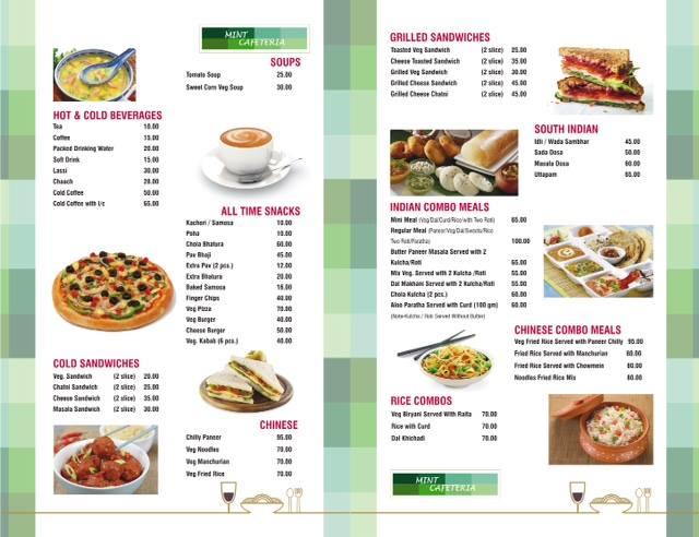 Menu at Mint Cafeteria, Indore, G - 18