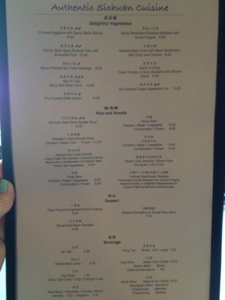 Menu at Sichuan House restaurant, Walnut Creek
