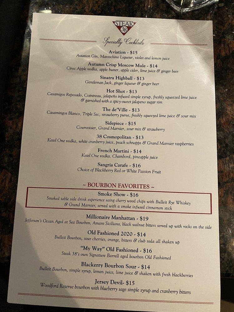 Menu at Steak 38 Tabernacle pub & bar, Tabernacle