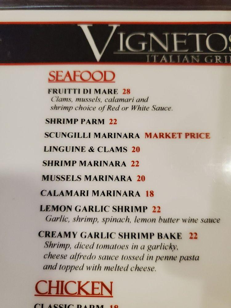 Menu at Vignetos Italian Grill pub & bar, Plantation, S University Dr