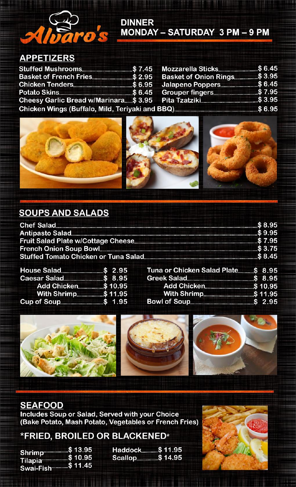 Menu at Alvaro's Family Restaurant, North Port