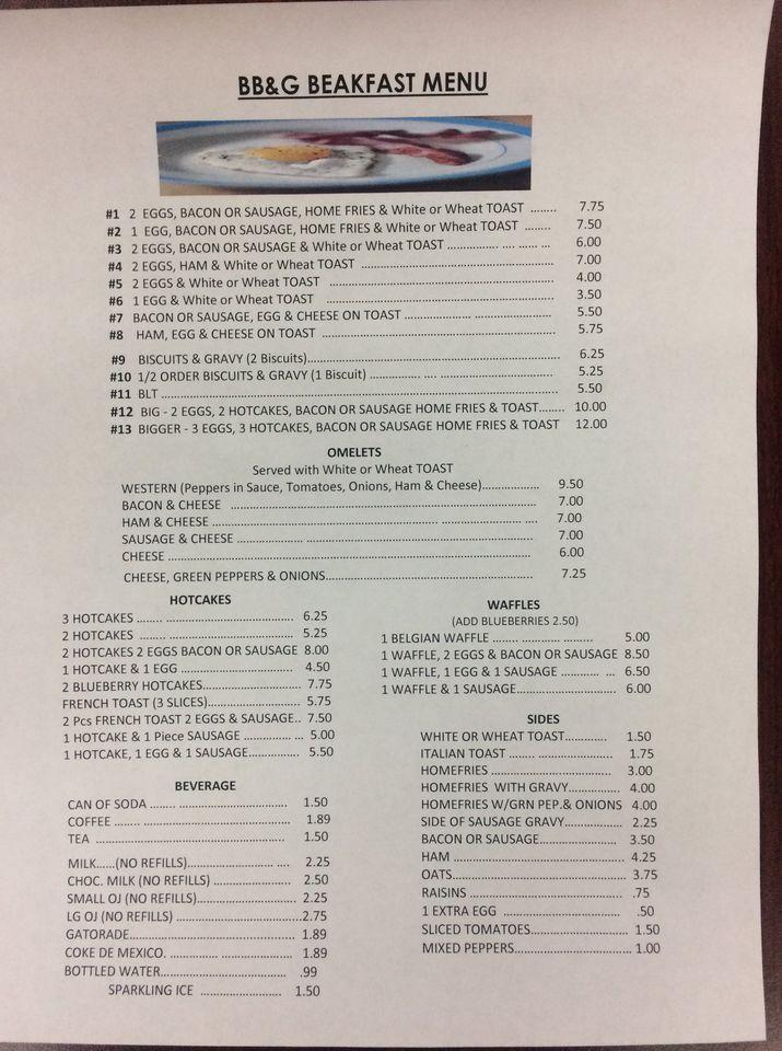 Menu at Bellview Bar & Grill, Fairmont