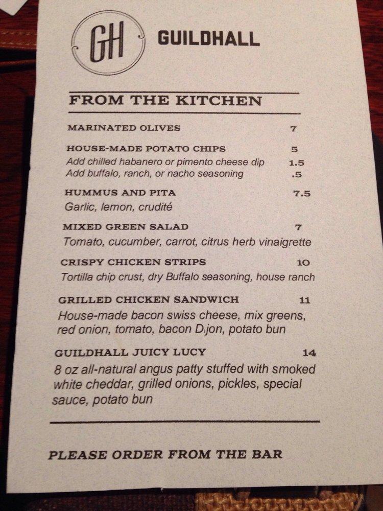 Menu at Guildhall pub & bar, Burbank