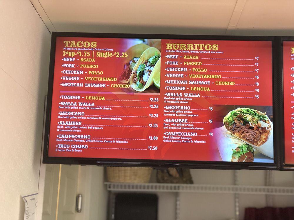 Menu at Tacos El Sol restaurant, Spokane, N Division St