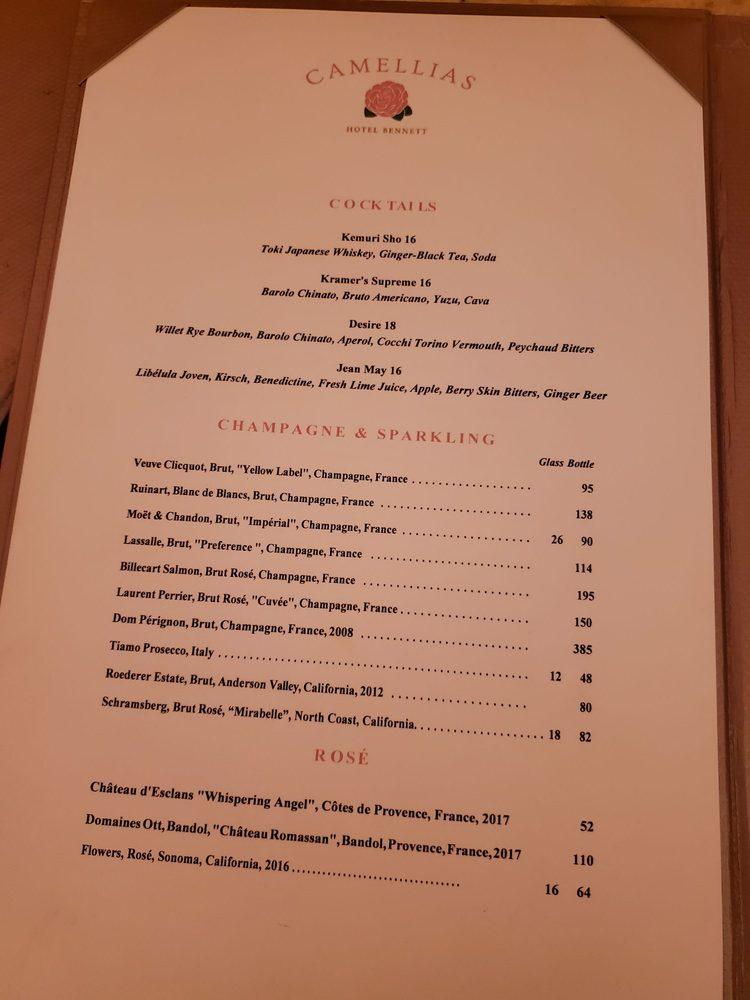 Menu at Camellias pub & bar, Charleston