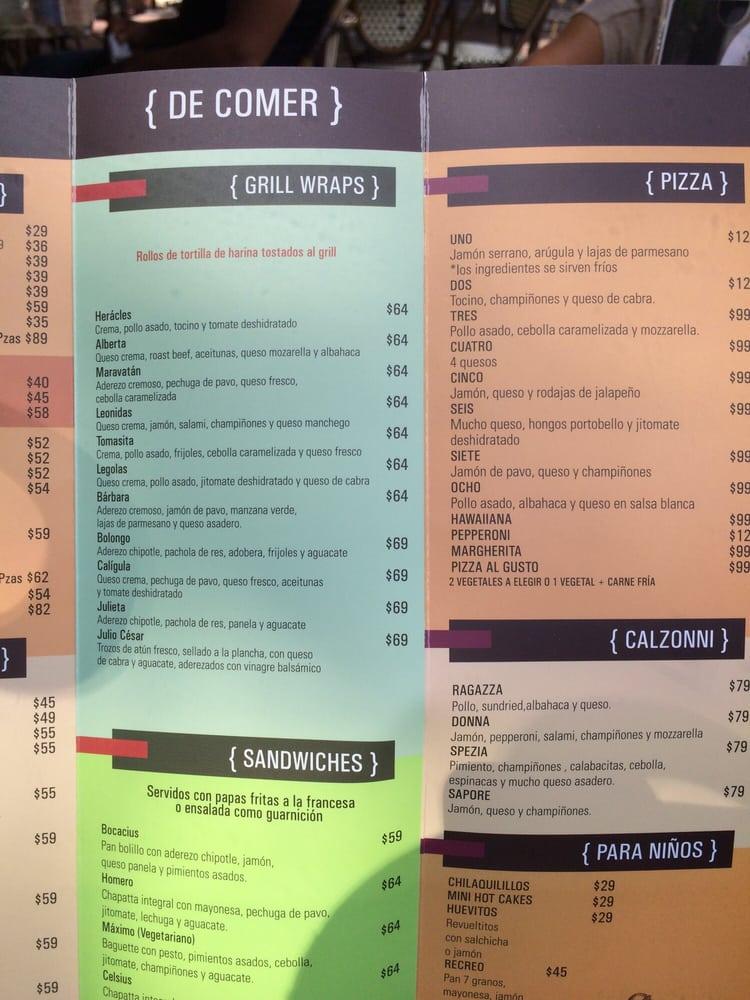 Carta del pub y bar Chai Av. México, Guadalajara