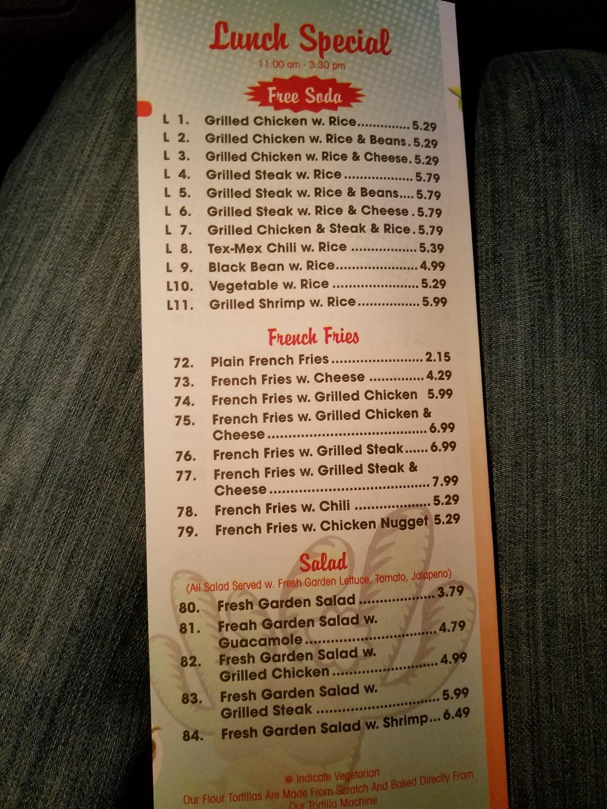Menu at Garden Tortillas & Chinese Express restaurant, New York City