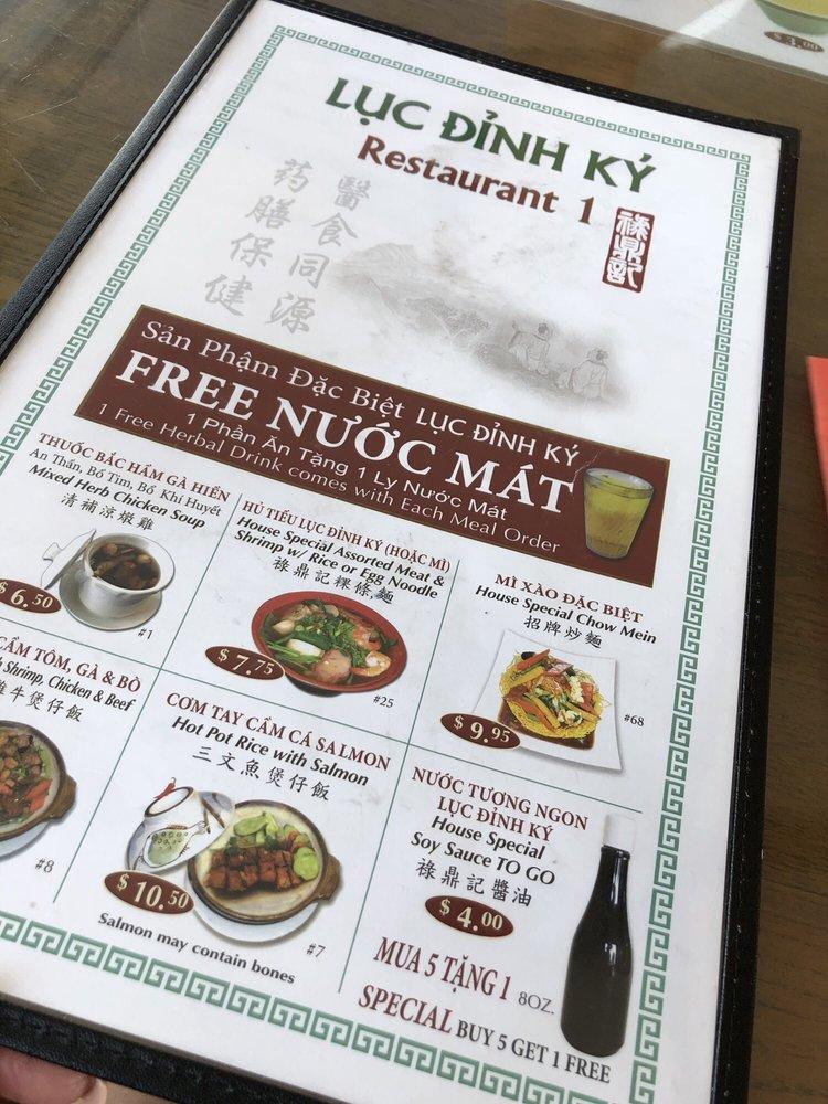 Menu at Luc Dinh Ky 1 Restaurant, Westminster