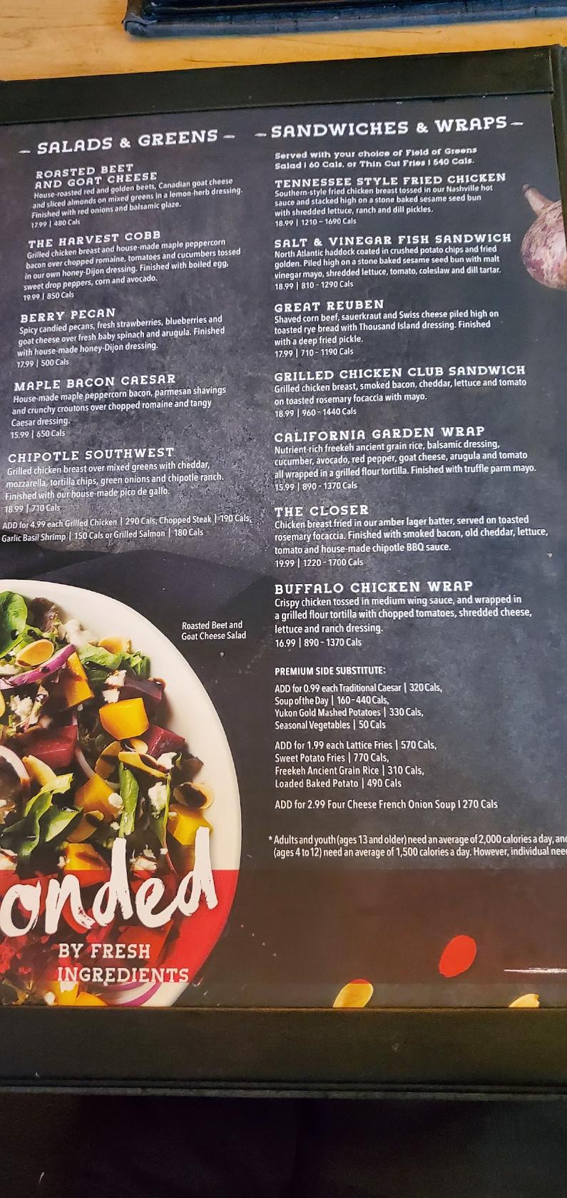 Menu at Shoeless Joe's Sports Grill pub & bar, Niagara Falls