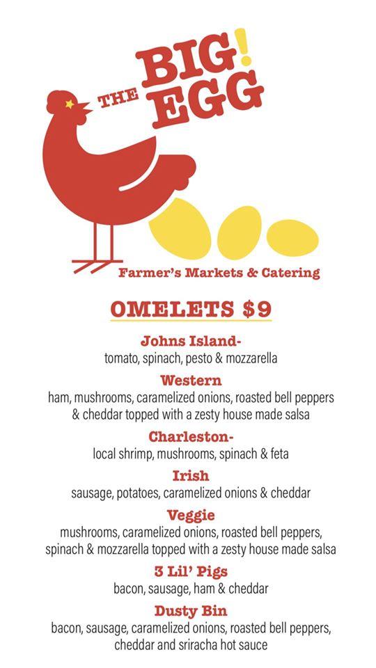 Menu at The Big Egg restaurant, Charleston