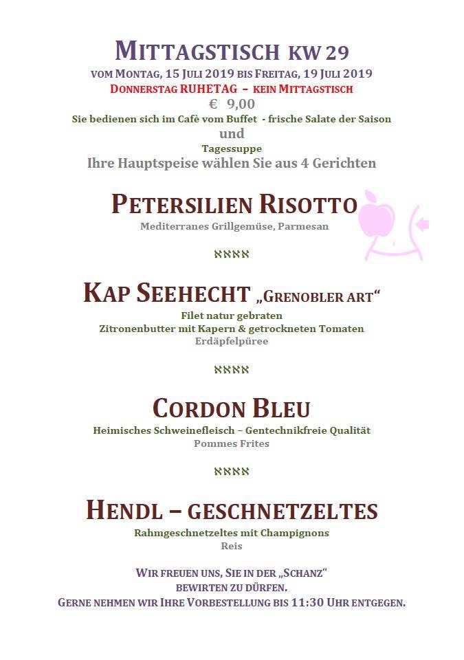 Speisekarte von Hotel zur Schanz restaurant, Ebbs